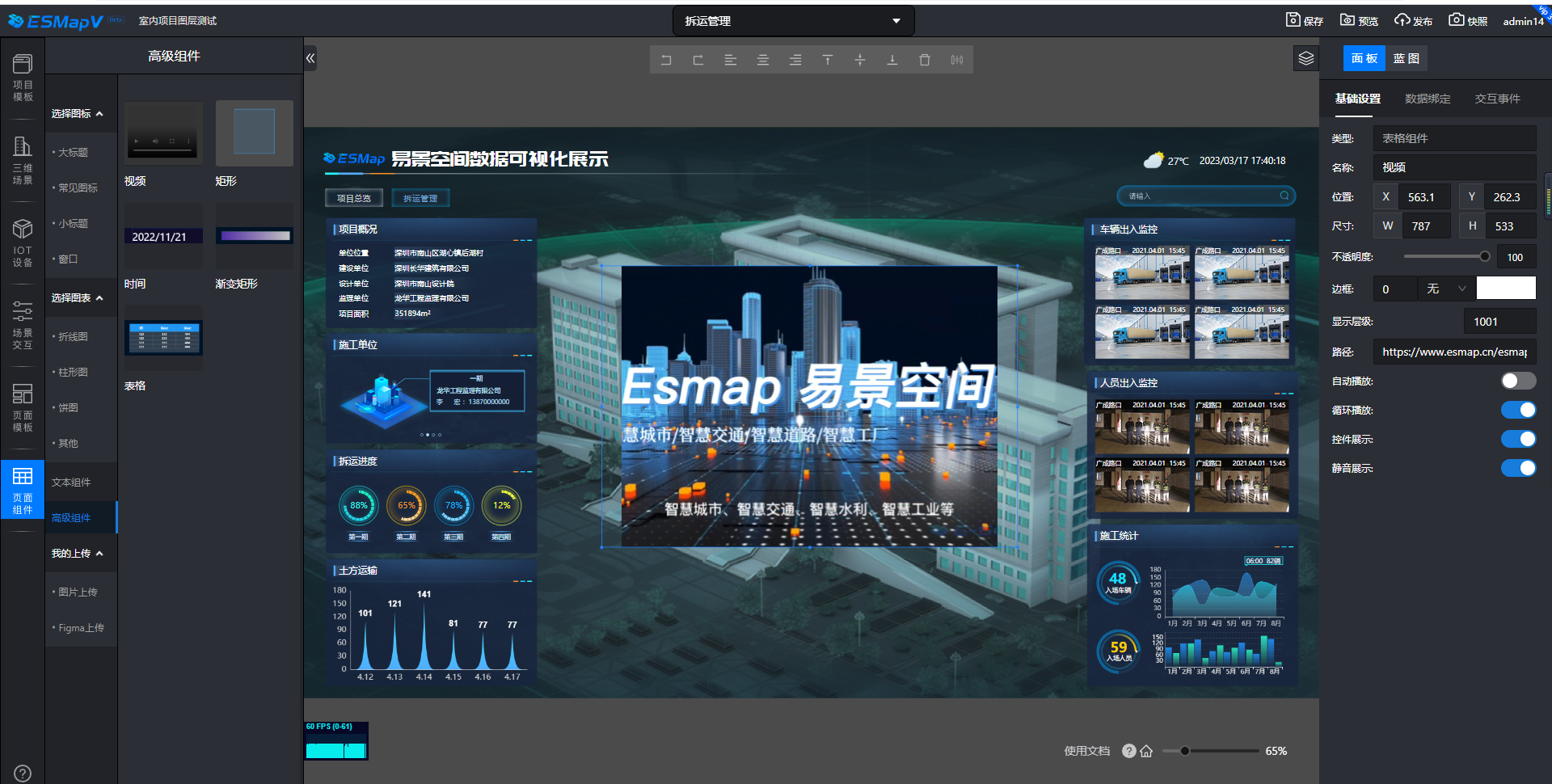 ESMapV 2D高级页面组件-ESMapV数字孪生三维可视化零代码平台|易景空间ESMap